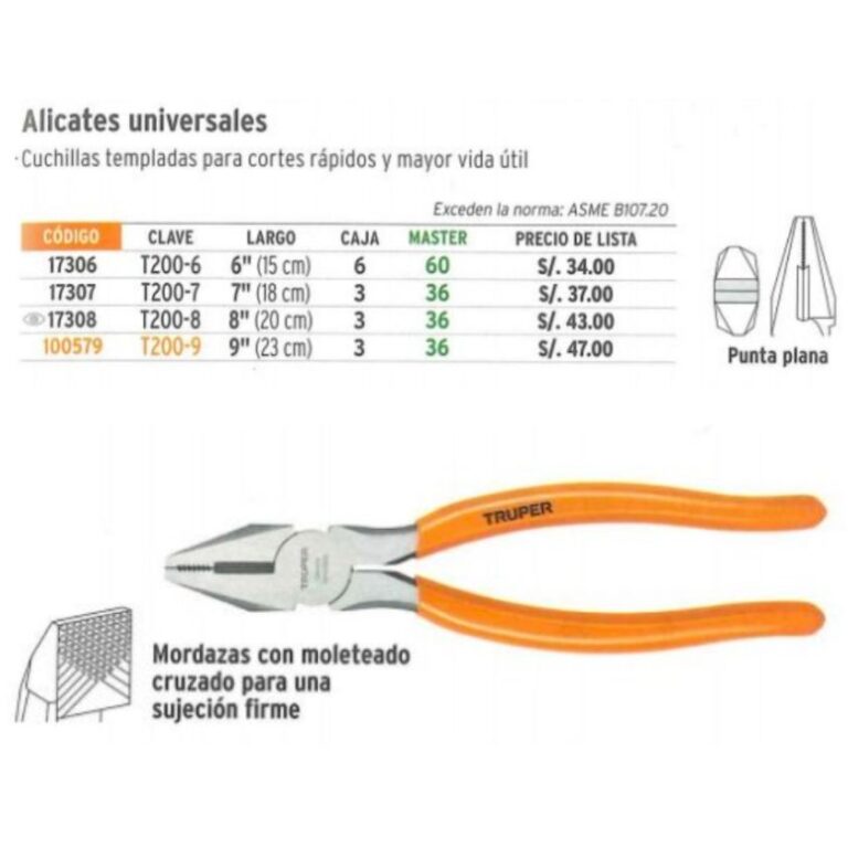 Alicate universal de 8" (20 cm) Truper